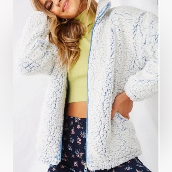 Forever 21 | Jackets & Coats | Forever 2 Baby Blue Sherpa Teddy Zip Up ...